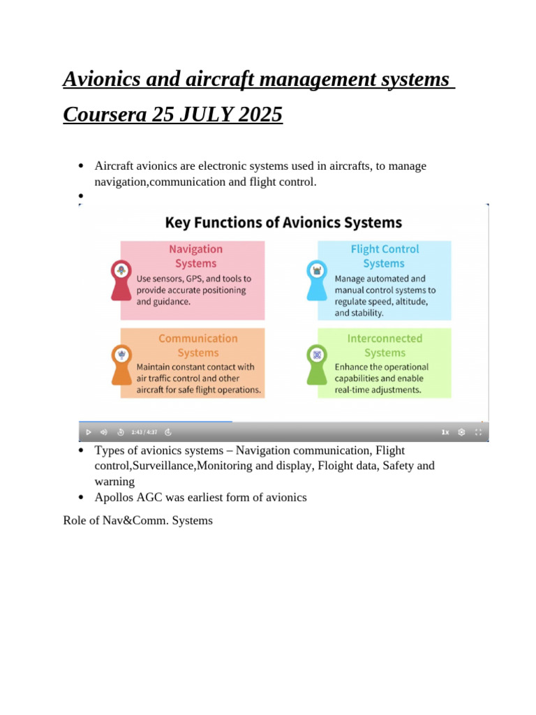 Avionics and Aircraft Management Systems Course | PDF