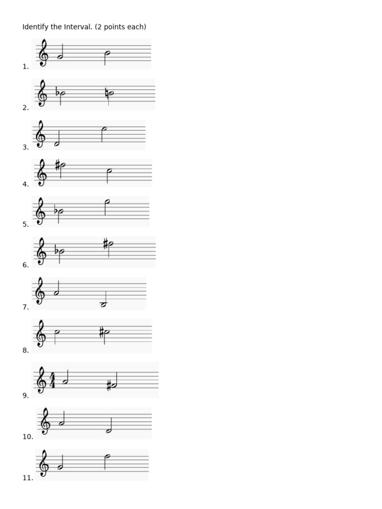 Identifying The Intervals - Activity | PDF