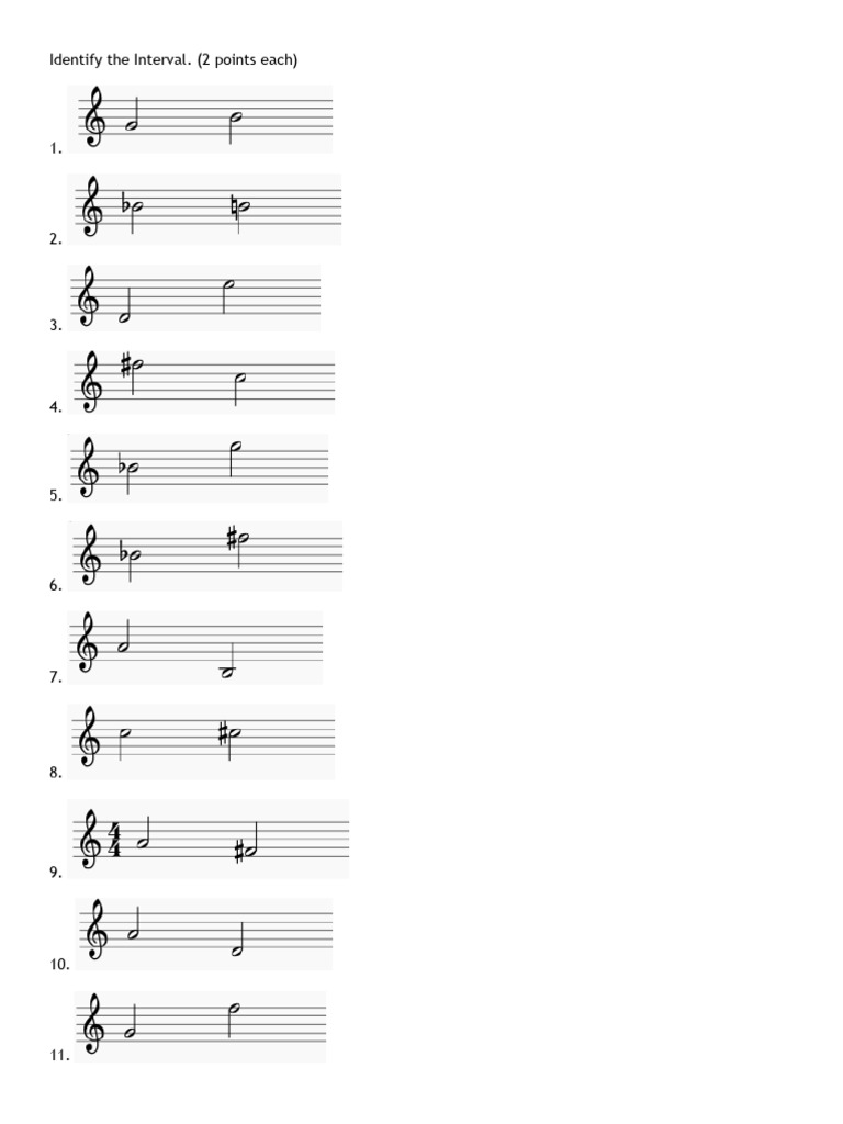 Identifying The Intervals - Activity | PDF