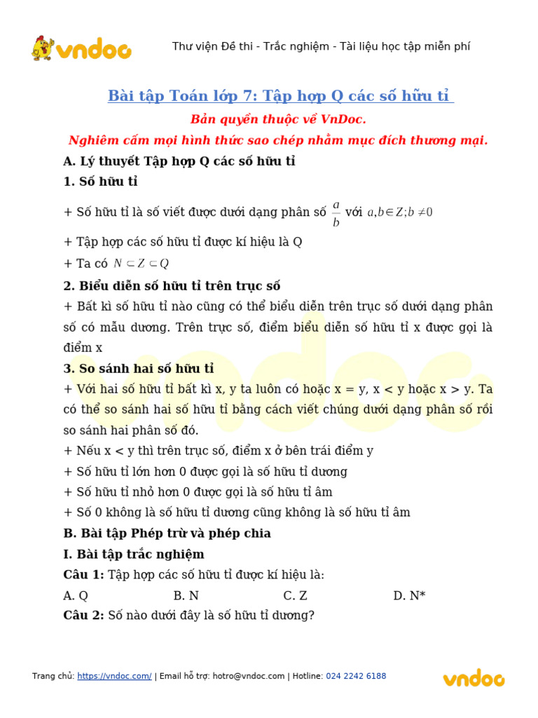 Bai Tap Tap Hop Q Cac So Huu Ti Lop 7 | PDF