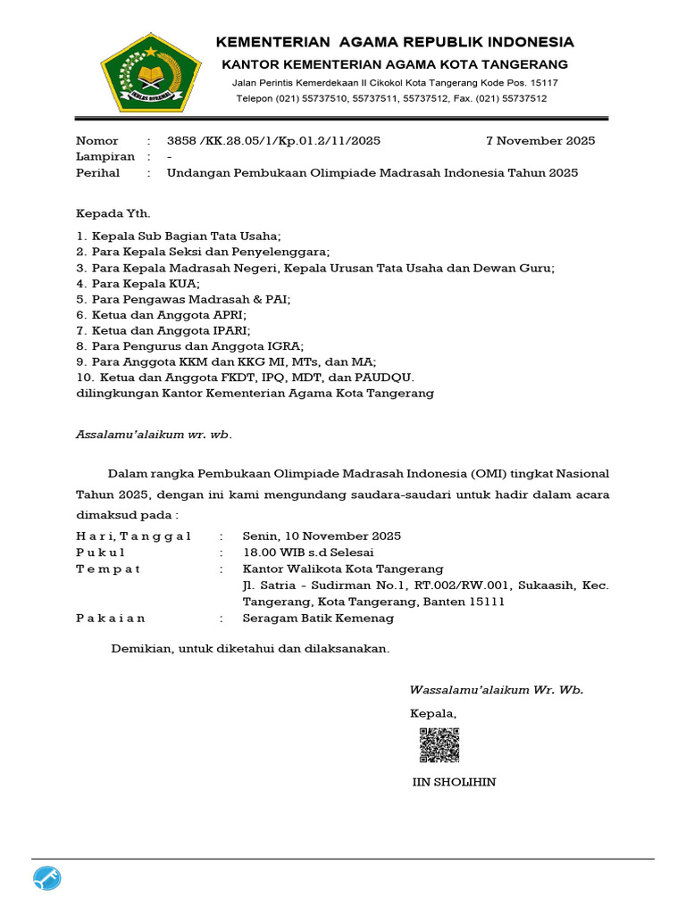 Surat Undangan Pembukaan OMI | PDF