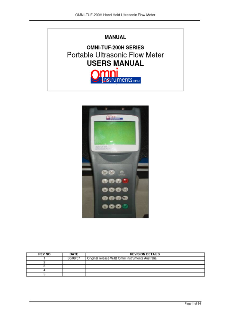 OMNI-TUF-200H Ultrasonic Flow Meter Manual | PDF | Flow Measurement ...