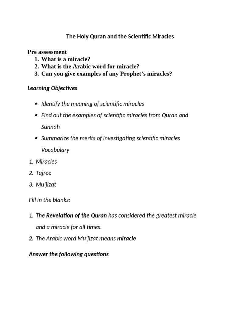 The Quran and Scientific Miracles Islamic Notes | PDF | Quran | Islam
