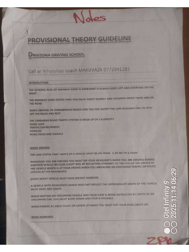 Driving Notes | PDF