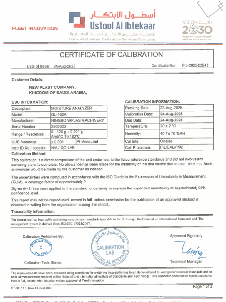 Calibration Certificates (1) - 1-19 | PDF