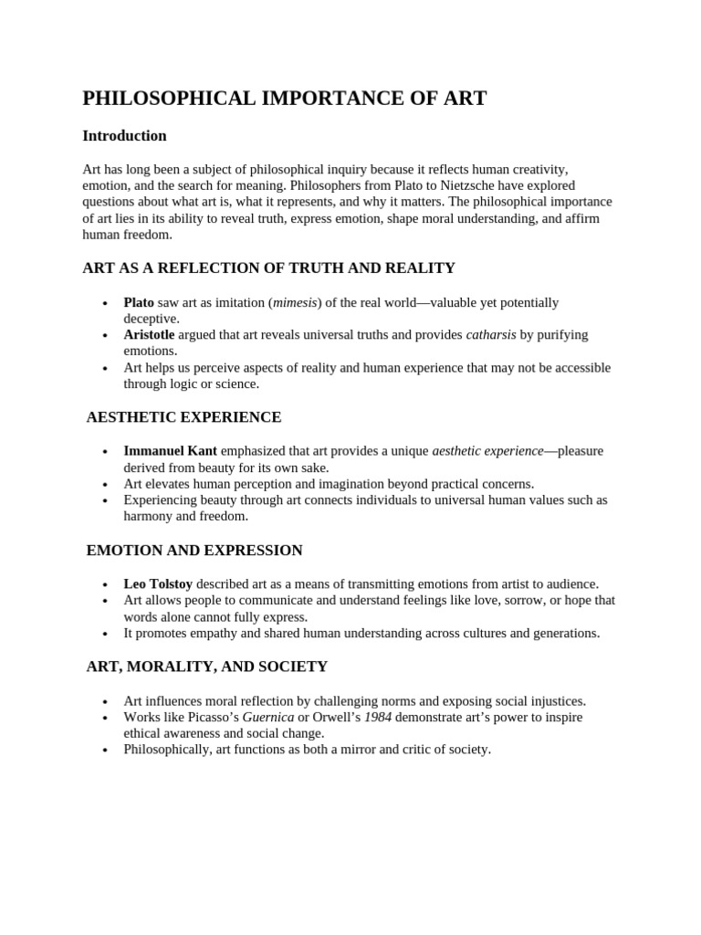 Philosophical Significance of Art | PDF | The Arts | Integrity