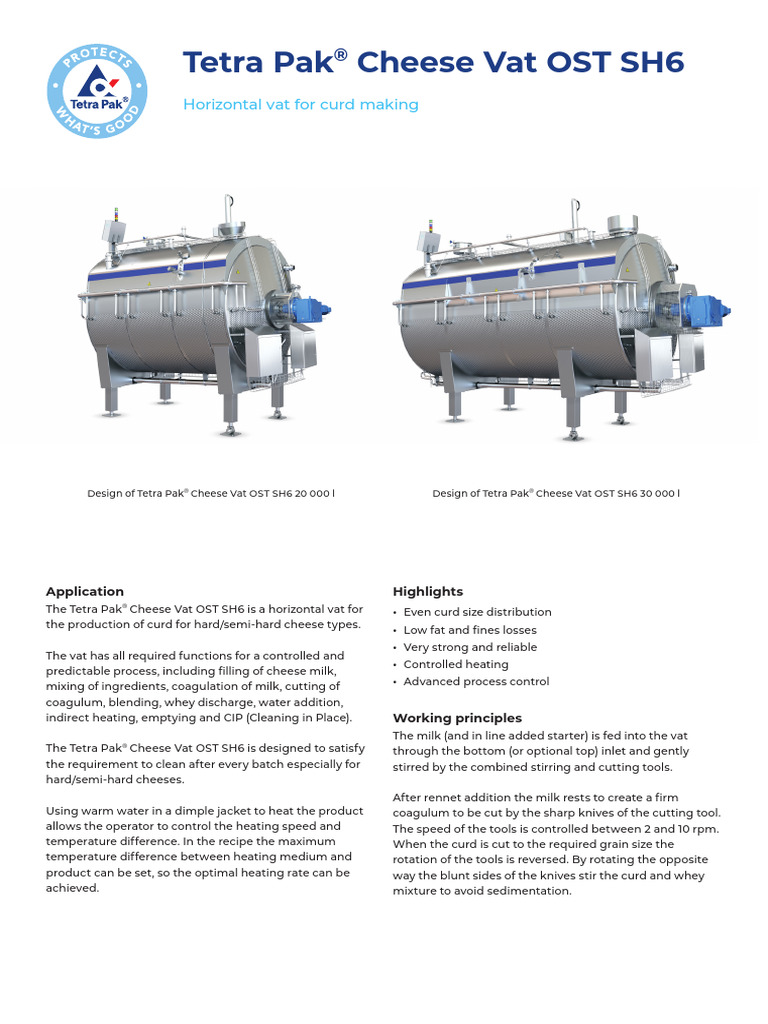 Tetra Pak Cheese Vat OST SH6 Overview | PDF | Cheese