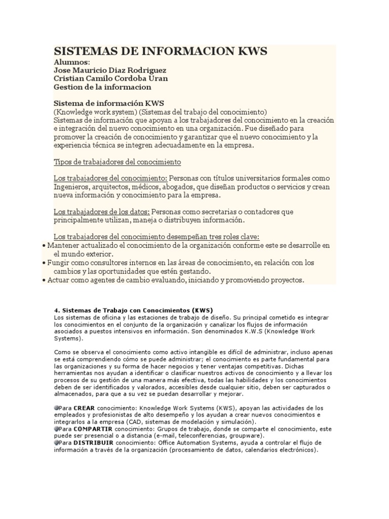 KWS | PDF | Información | Sistema de informacion