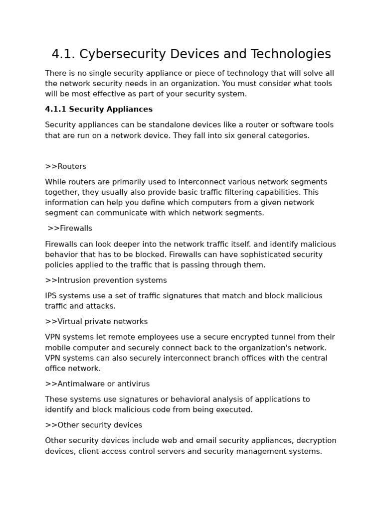 Cybersecurity Devices Overview | PDF | Security | Computer Security