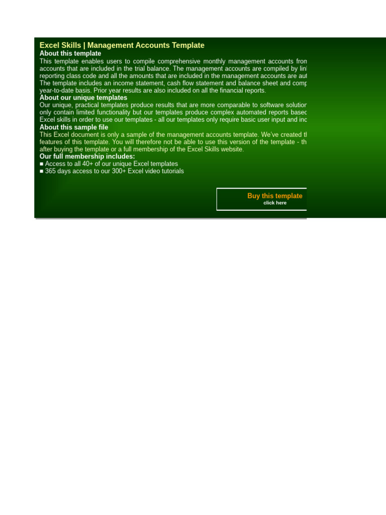 Monthly Management Accounts Template Free Excel Template | PDF | Cash ...
