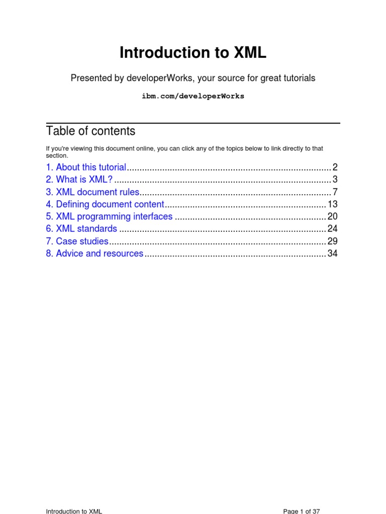 (Ibm) - Introduction To XML | PDF | Xml | Xml Schema