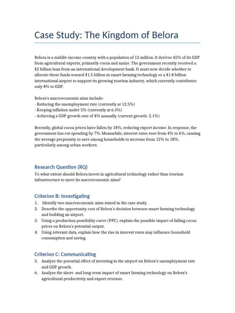 Belora Economics Case Study | PDF | Economic Growth | Macroeconomics