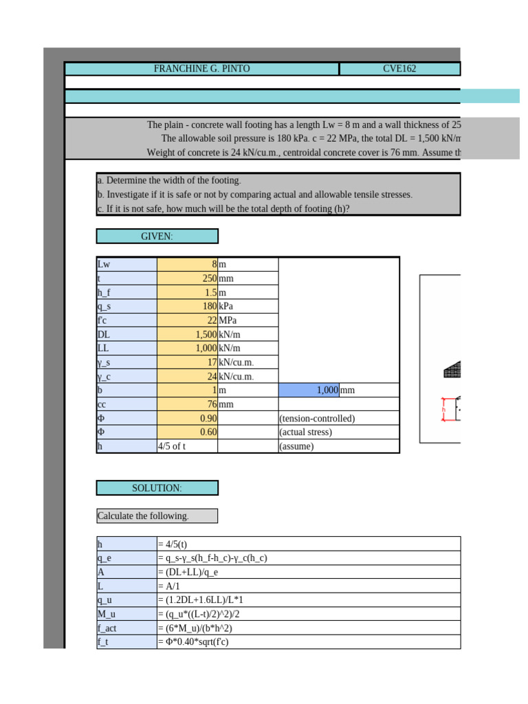 Concrete Wall Footing Design Calculations | PDF | Pascal (Unit ...