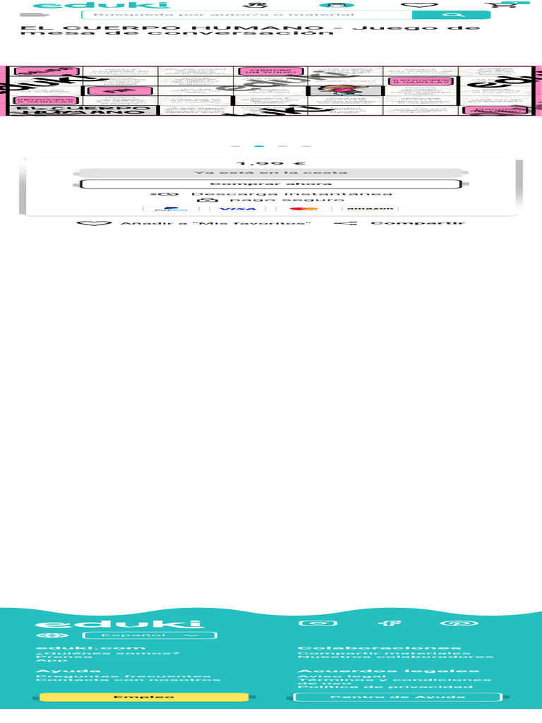 EL CUERPO HUMANO - Juego de Mesa de Conversación - Material de La ...