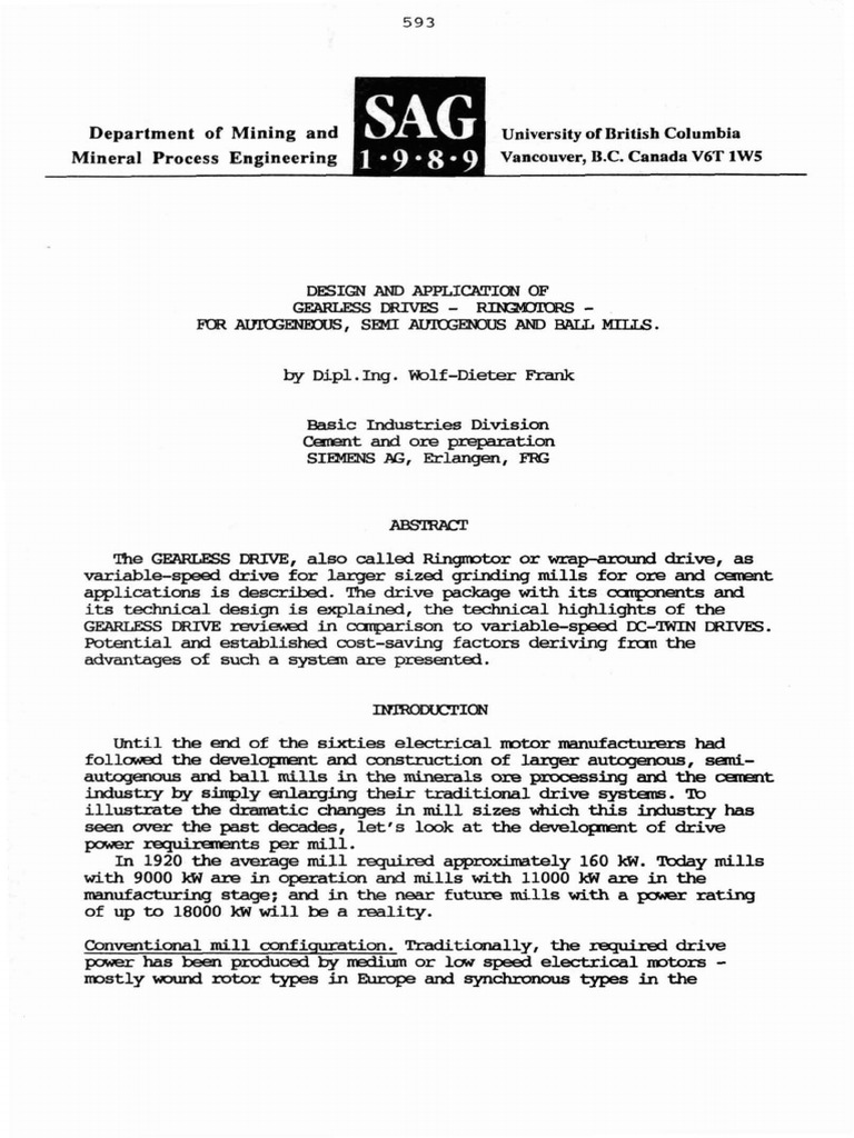 Design and Application of Gearless Drives - Ringmo - 41 | PDF ...