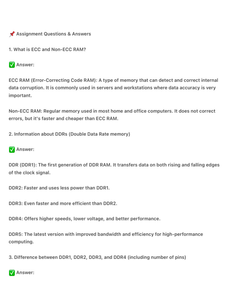 ECC vs Non-ECC & DDR RAM Explained | PDF