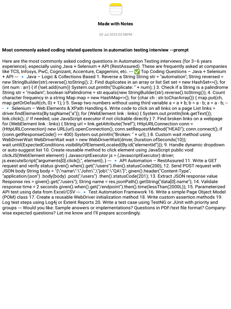 Common Most Fa q Dsa Java | PDF | String (Computer Science) | Json
