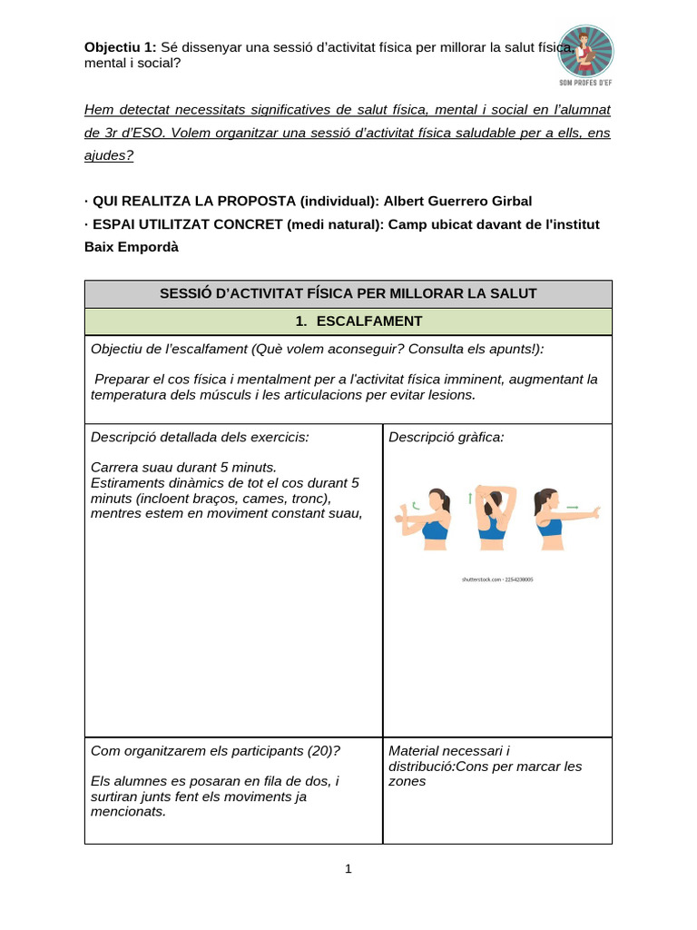 Albert Guerrero Girbal - Sessió D'activitat Física Saludable - Final | PDF