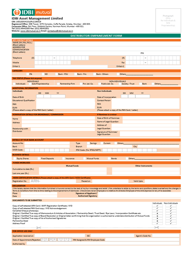 IDBI Form | PDF | Indemnity | Mutual Funds