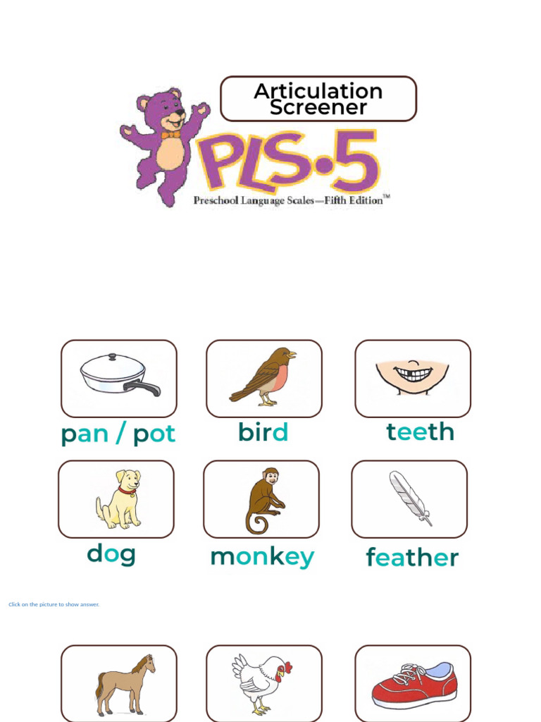PLS 5 Articulation Screener | PDF