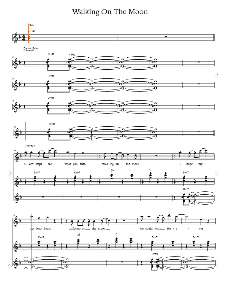 Walking On The Moon Spartito Pianote | PDF