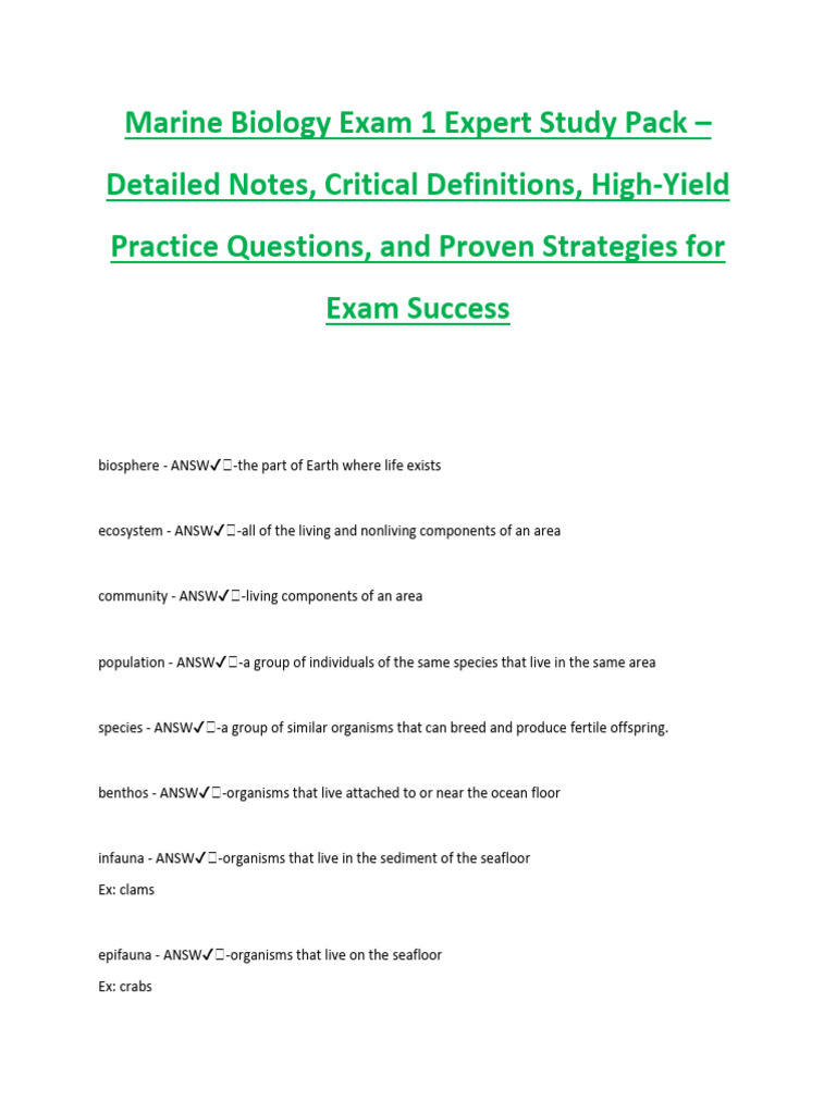 Marine Biology Exam 1 Expert Study Pack | PDF | Pinniped | Whales