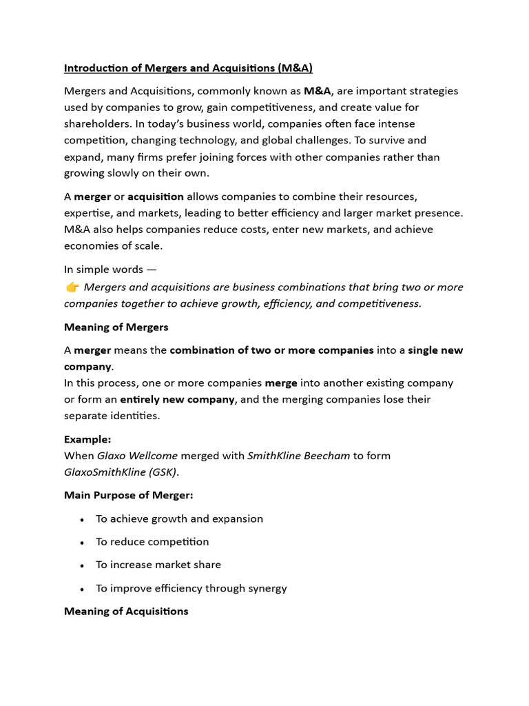 Mergers - 2 | PDF | Mergers And Acquisitions | Market (Economics)