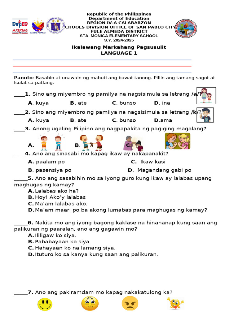 2nd Quarter Periodical Test 2024 | PDF
