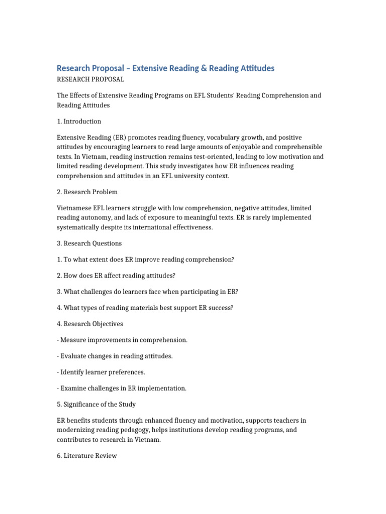 Extensive_Reading_Proposal (1) | PDF | Reading Comprehension | Pedagogy