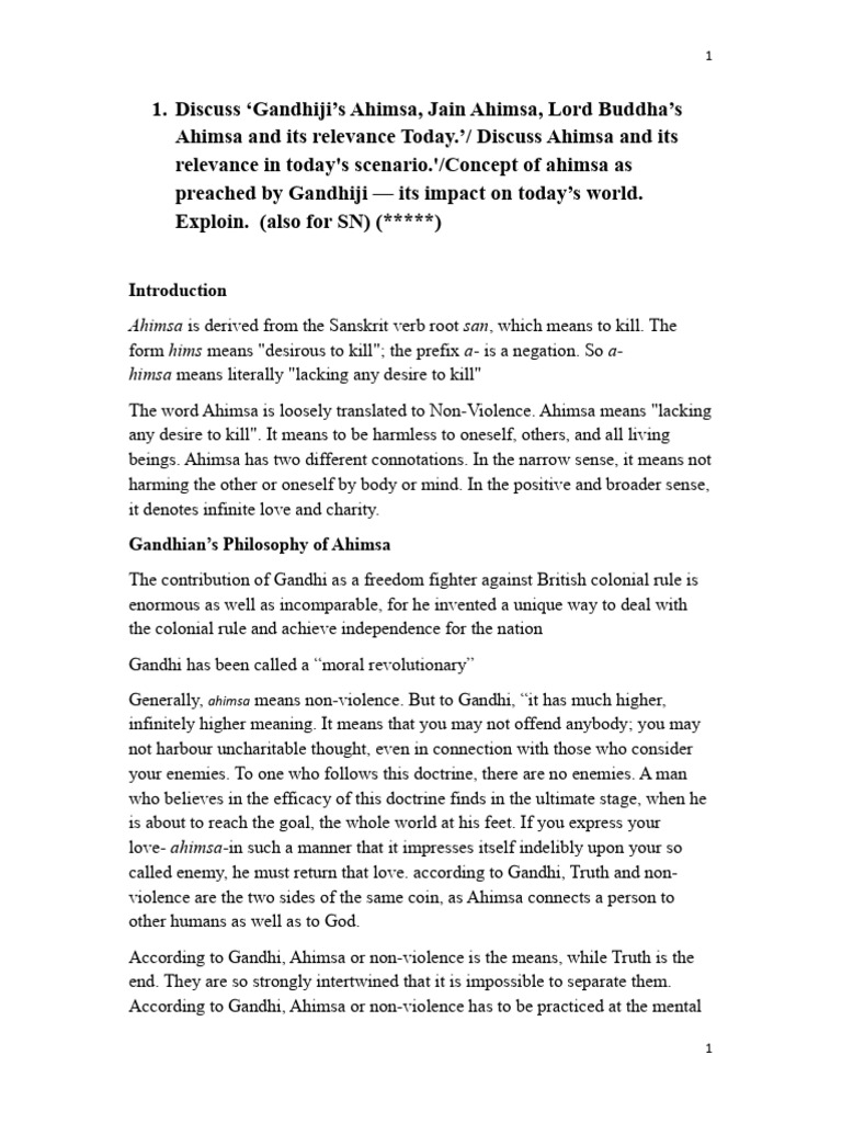 Self Notes of CV | PDF | Nonviolence | Ahimsa