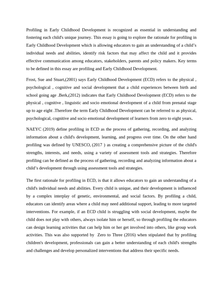 Importance of Profiling in ECD | PDF | Child Development ...