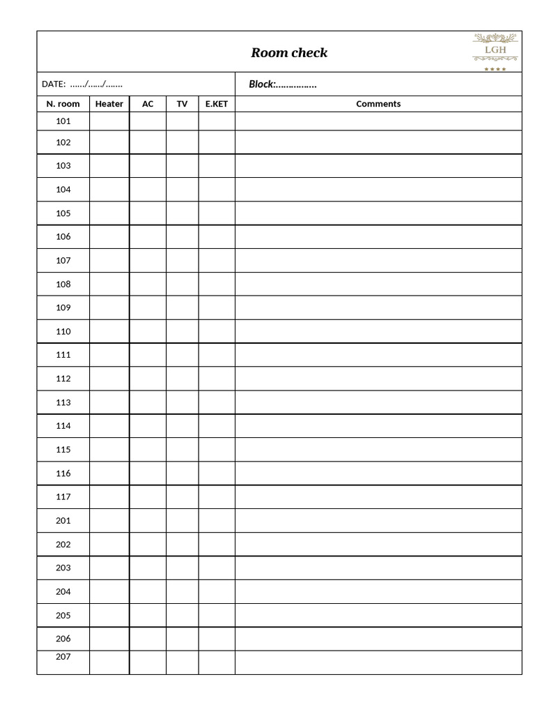 Room Check | PDF