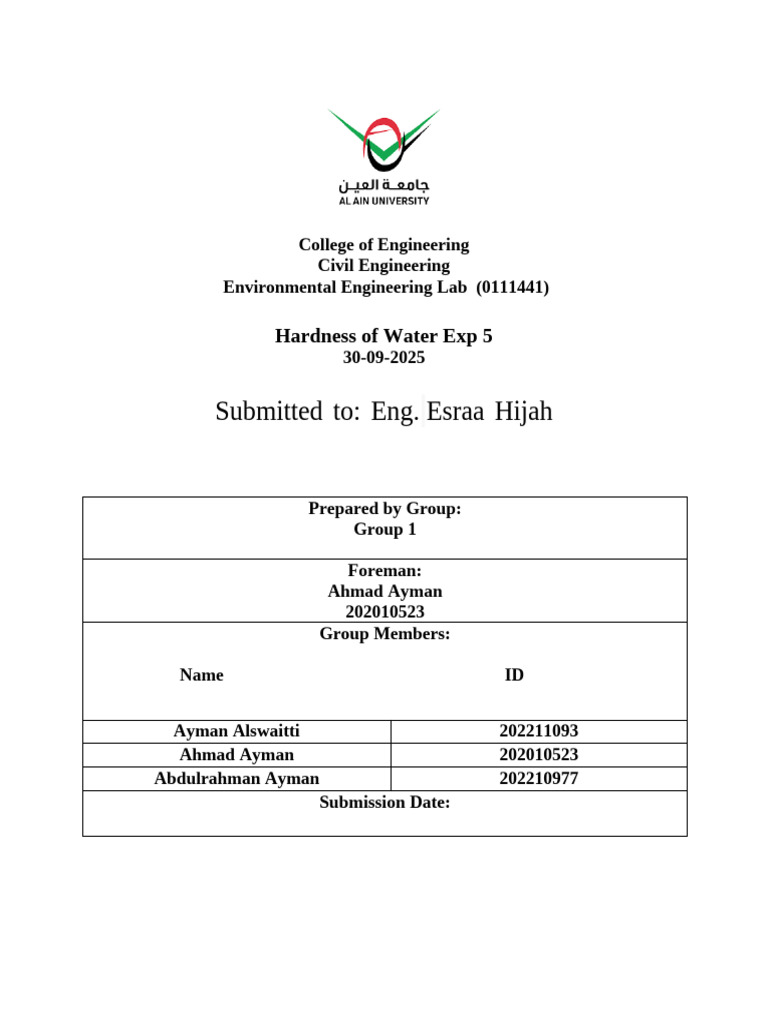 Hardness of Water Experiment Report | PDF | Titration | Chemistry