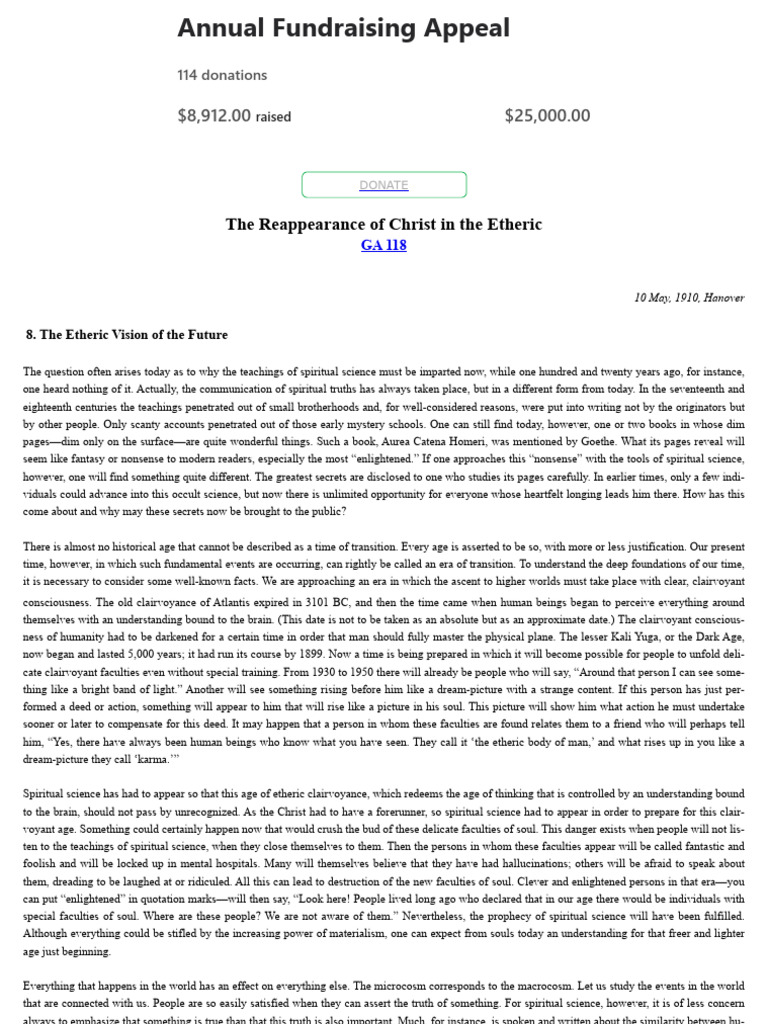 8. the Etheric Vision of the Future - The Reappearance of Christ in the ...
