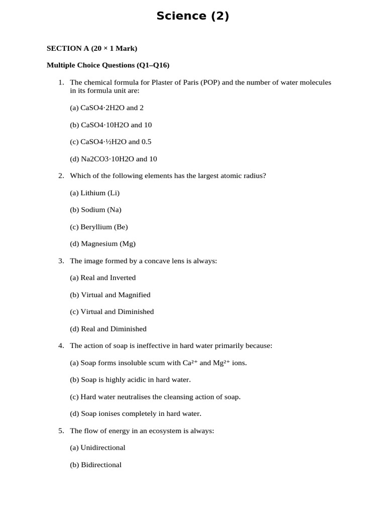 Science Set 2 Practice | PDF | Physical Chemistry | Chemistry