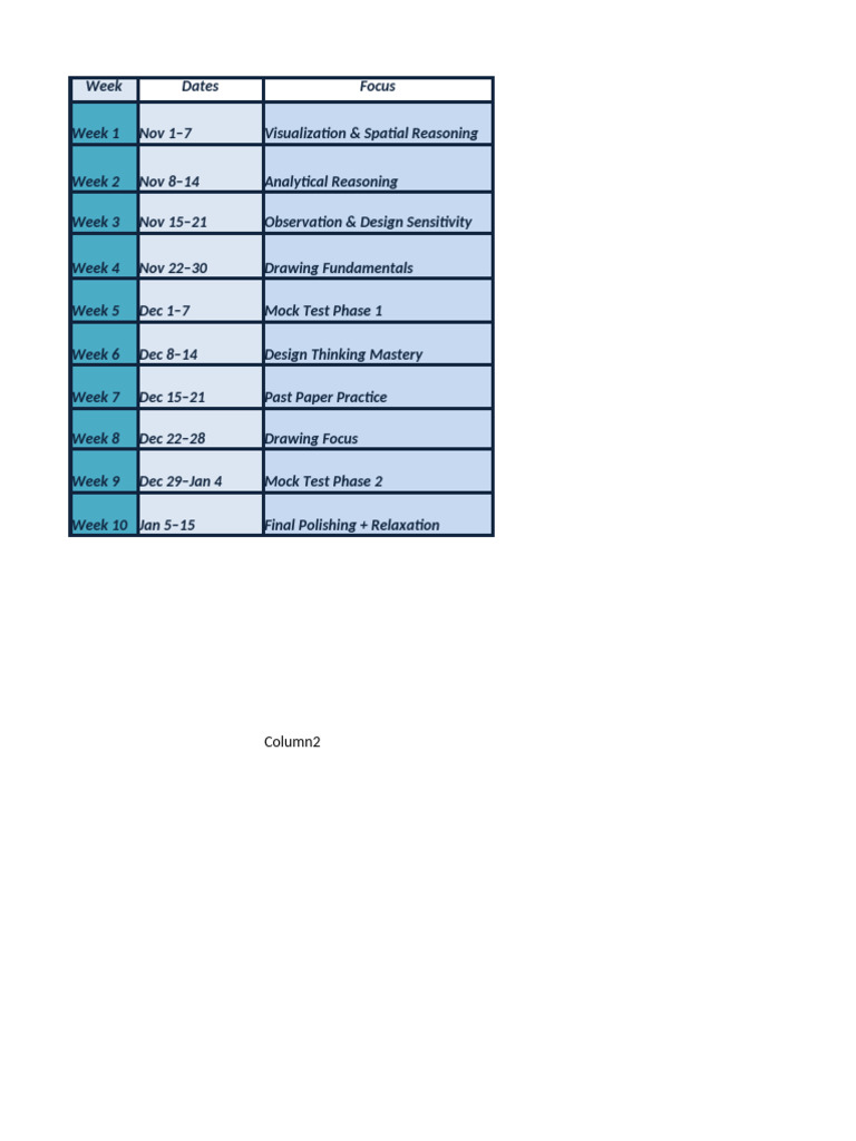 UCEED 2026 Study Plan and Schedule | PDF