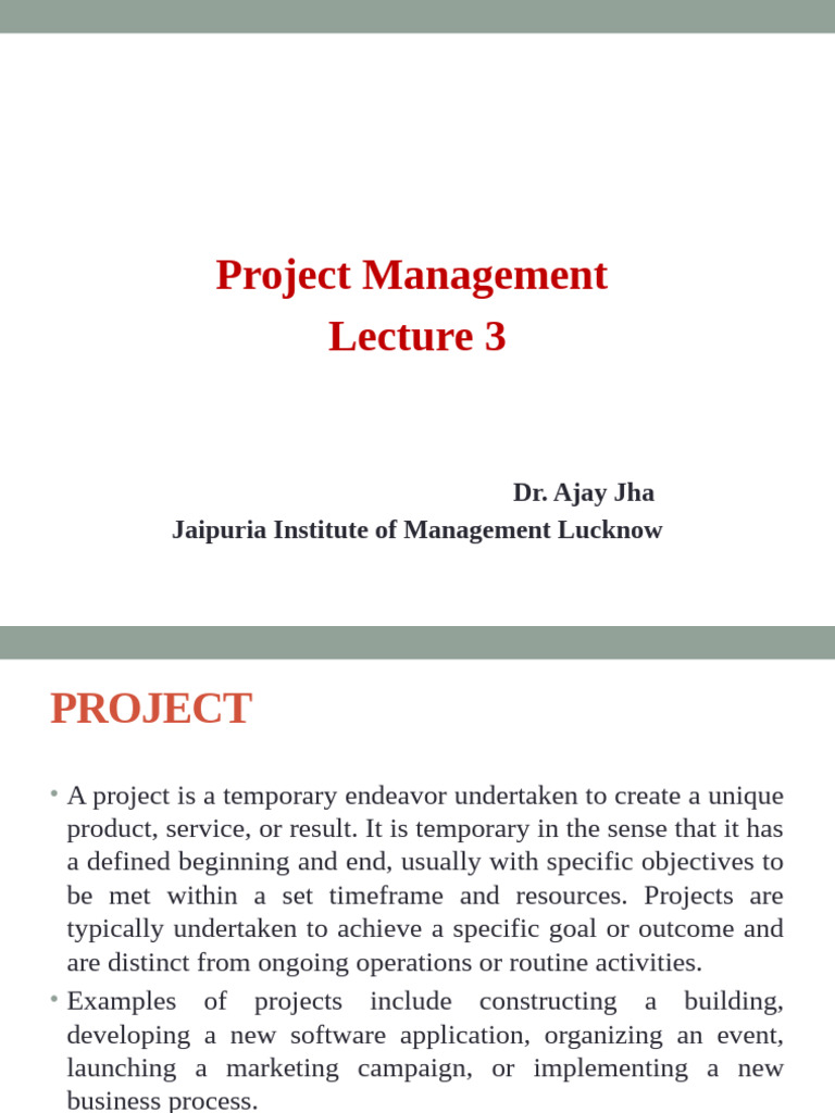 Lecture 3 Project Management | PDF | Project Management