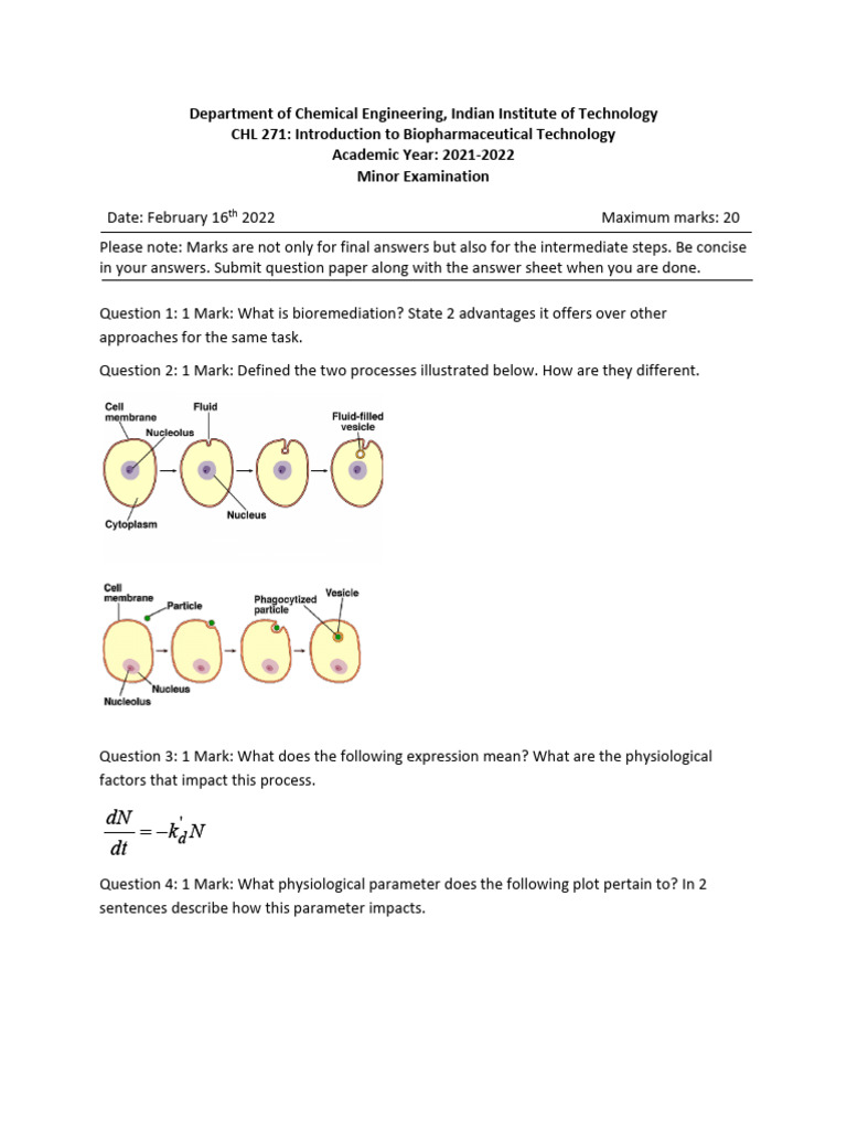 2021 CHL271 Minor Exam Paper | PDF | Applied And Interdisciplinary Physics | Chemistry