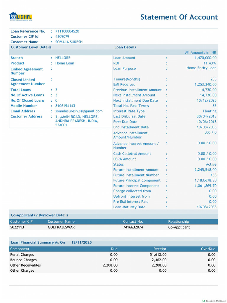 4520-1 Loan Statement | PDF