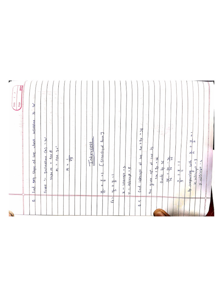 Straight Line (Maths) | PDF
