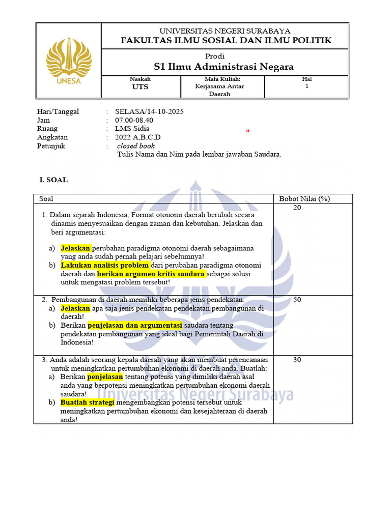 Bayu Aditya Ramadhani 171 Jawaban UTS KAD 2025 | PDF