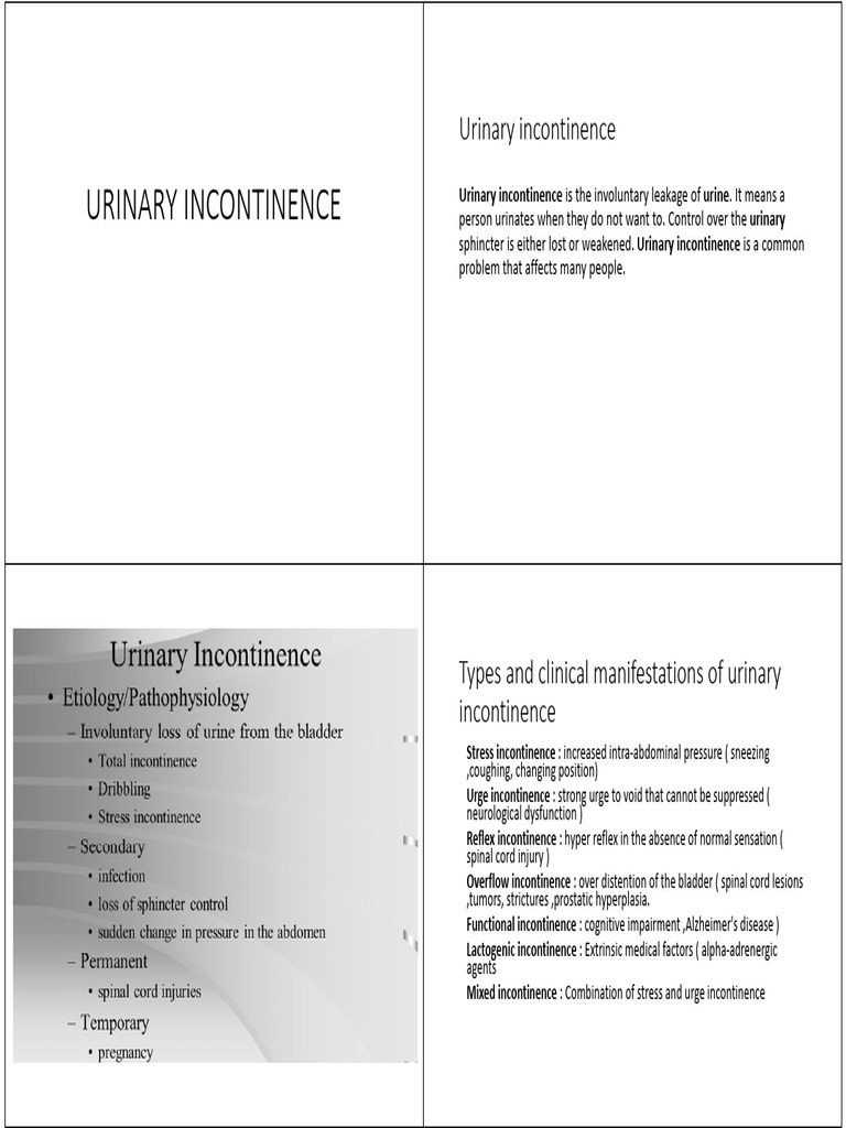 Urinary Inncontinence & Retention | PDF | Urinary Incontinence | Urination