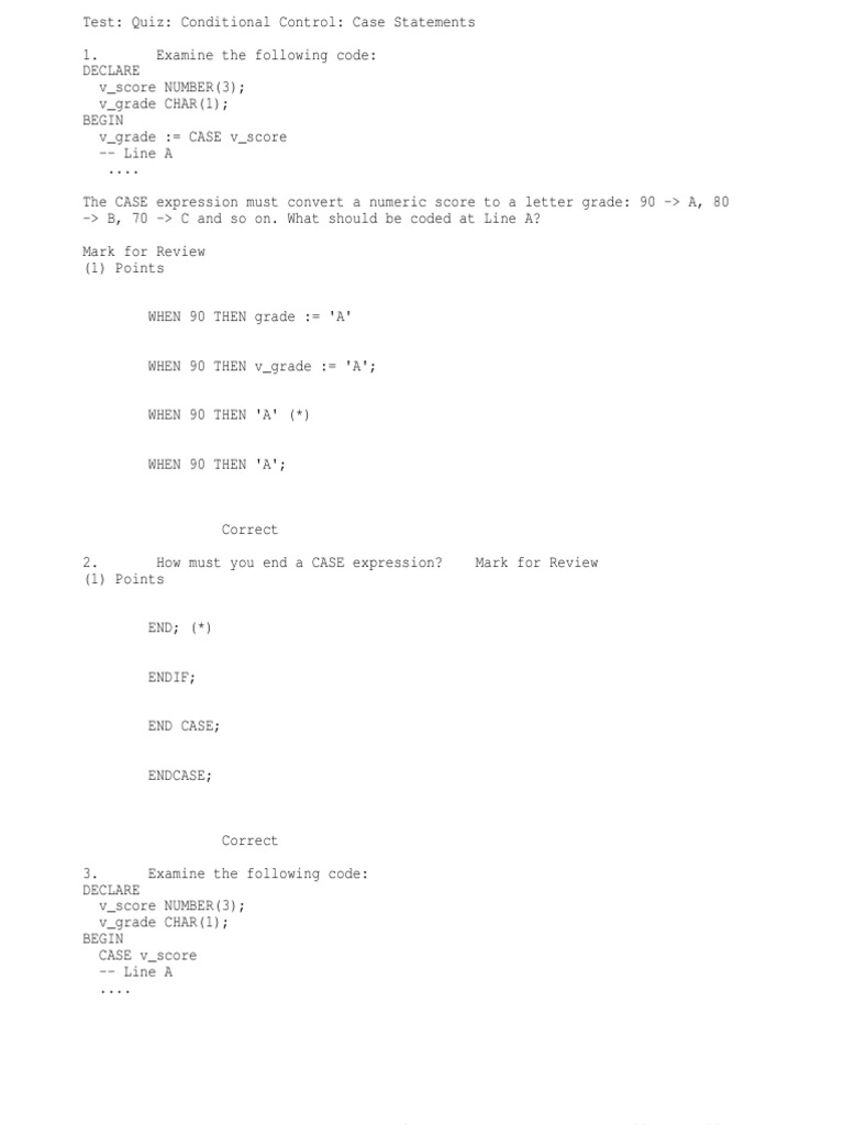 Case Statements | PDF | Boolean Data Type | Computer Programming