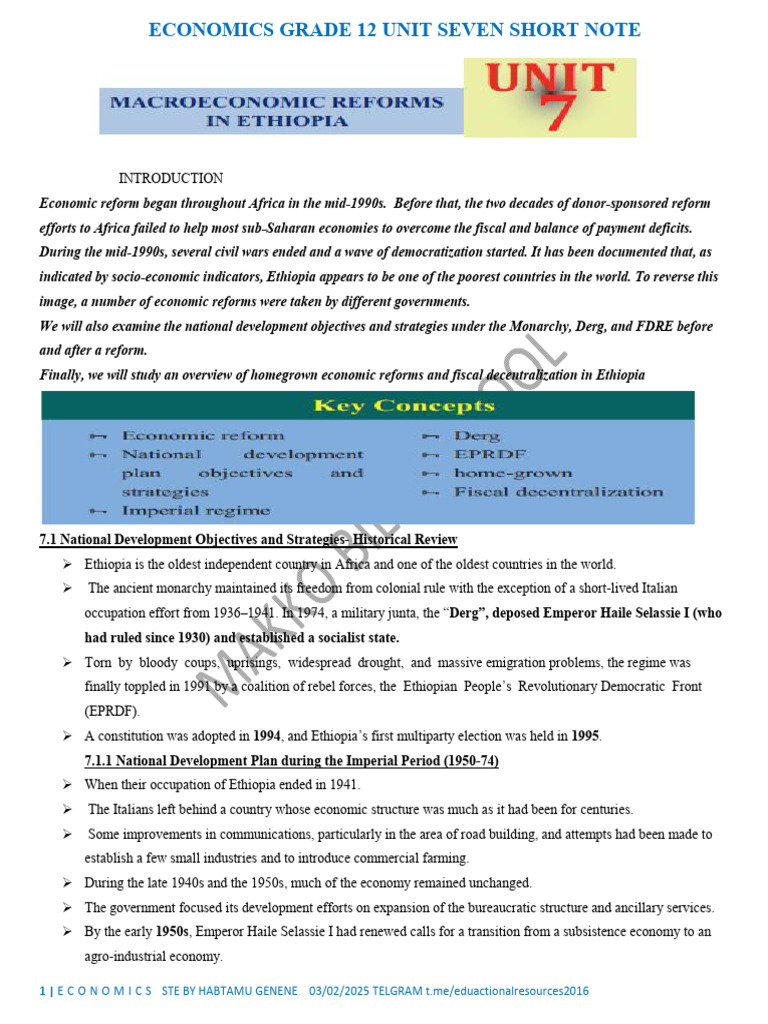 G 12 Unit 7 Economics | PDF | Inflation | Taxes