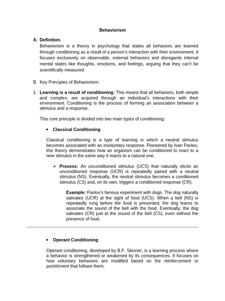 Behaviorism | PDF | Classical Conditioning | Behaviorism