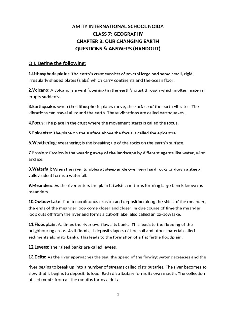 Handout of Our Changing Earth-1 | PDF | Earthquakes | Glacier