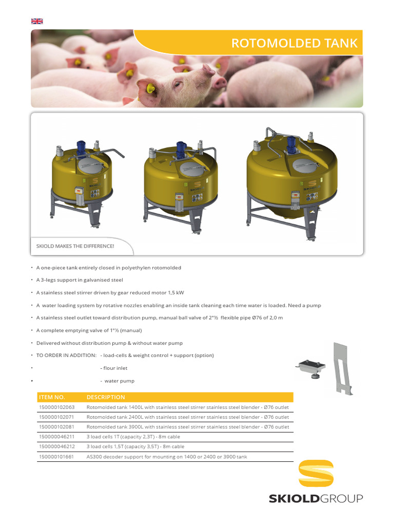 Rotomolded Tank Data Sheet en | PDF | Pump | Equipment
