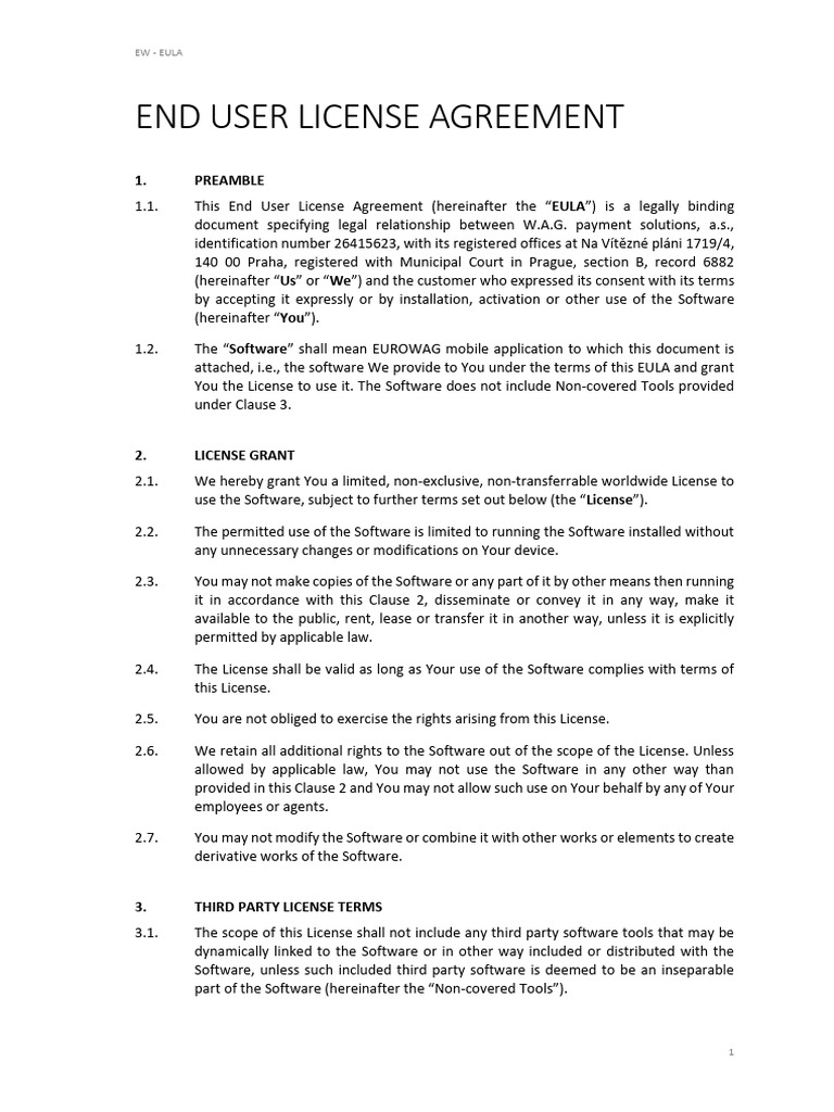 640885a438a8ca79cd718bcf Ew Eula Ew App | PDF | License | Software