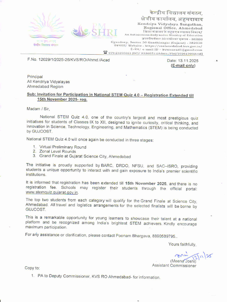 Invitation For Participation in National STEM Quiz 4.0 - Registration ...