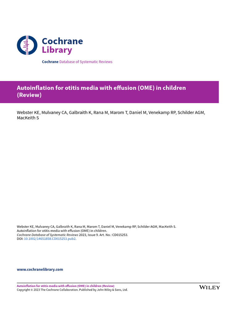 Webster Et Al-2023-Otoinsuflacion OME | PDF | Medical Specialties